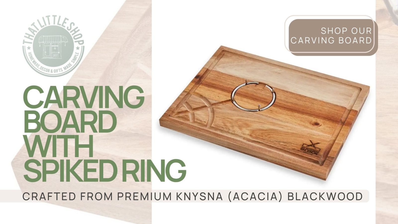 Hardwood Carving Board with Spiked Ring • That Little Shop